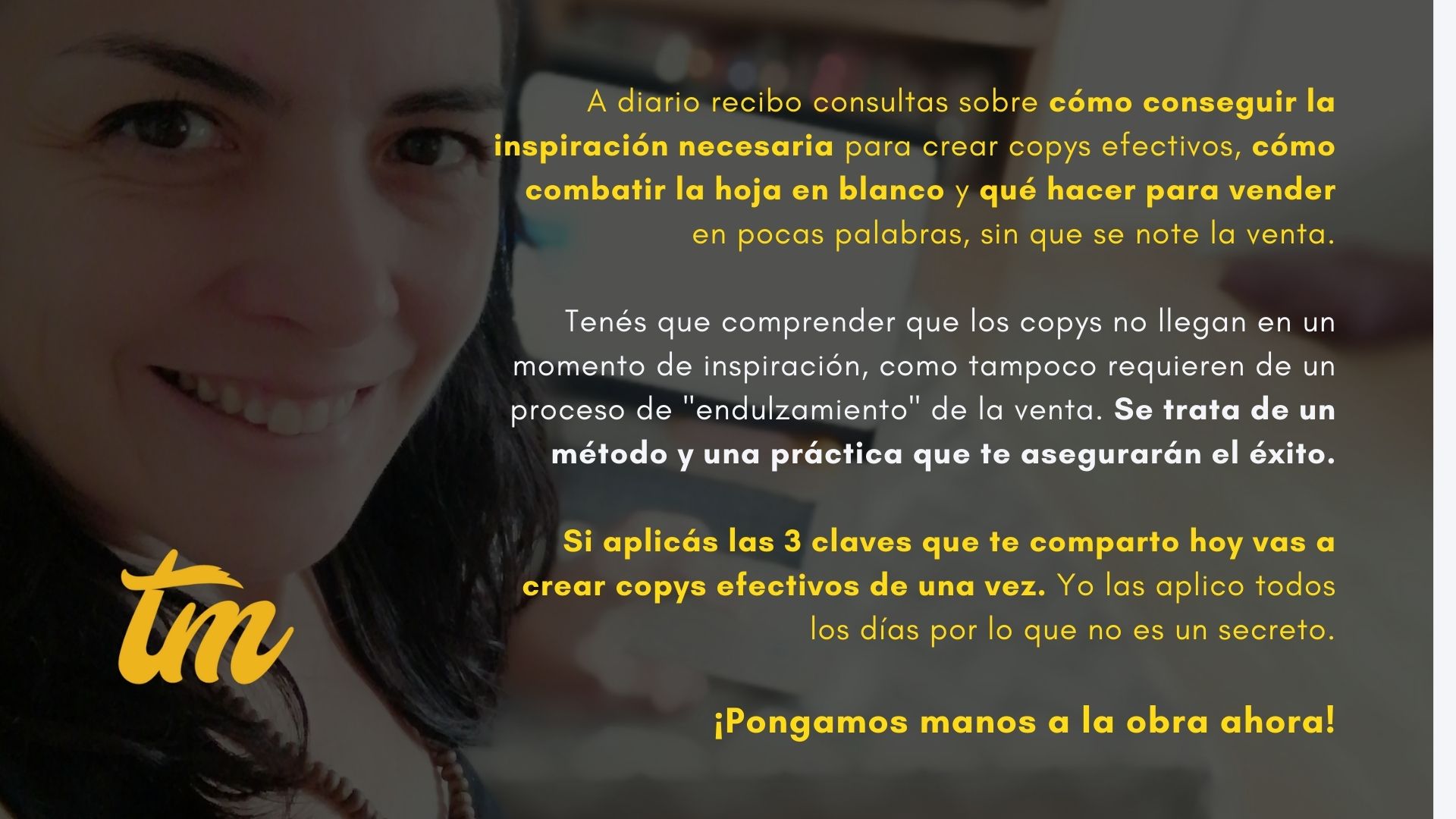 Estas son las 3 claves para crear copys efectivos - Tanita Miguel | Redacción Creativa